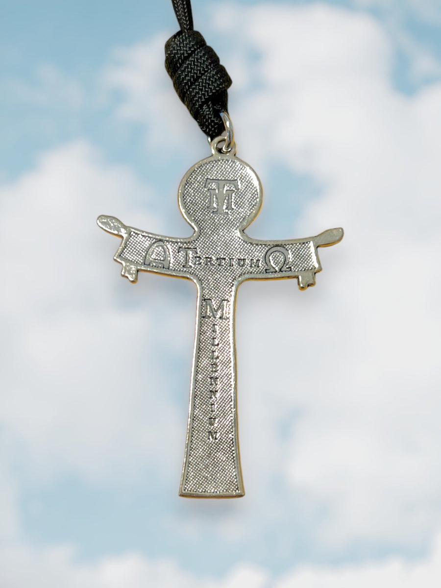 Trinity Crucifix Rearview Mirror Rosary - Knots of Grace